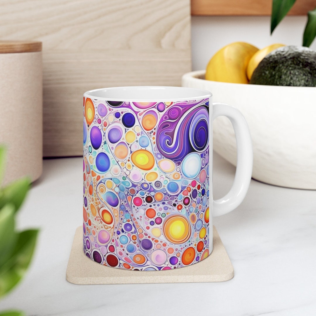 Trippy Shapes Coffee Mug, Trippy Mug, Cellular Coffee Mug, Trippy ...