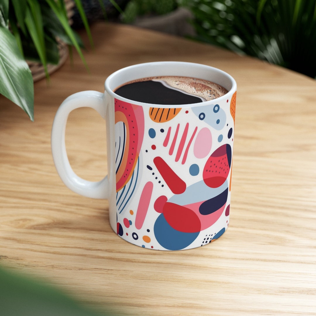 Abstract Shapes Coffee Mug, Artsy Coffee Mug, Abstract Art Mug, Trippy ...