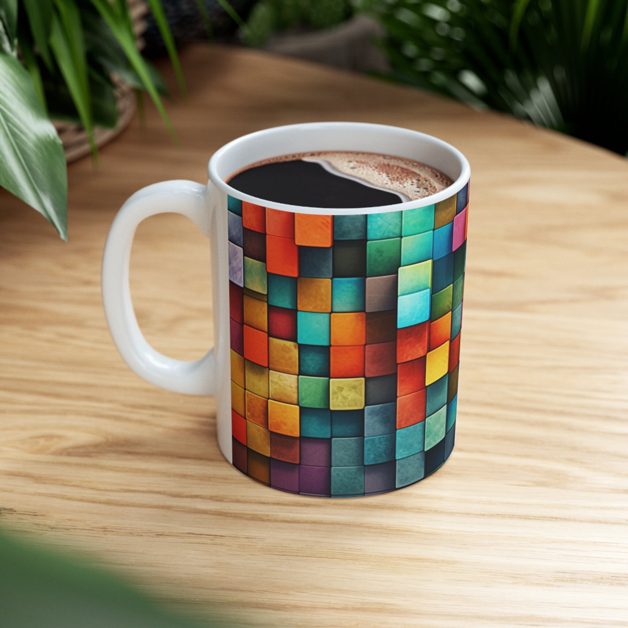 Colorful Cubes Coffee Mug, Vibrant Coffee Mug, Trippy Coffee Mug, Vivid ...