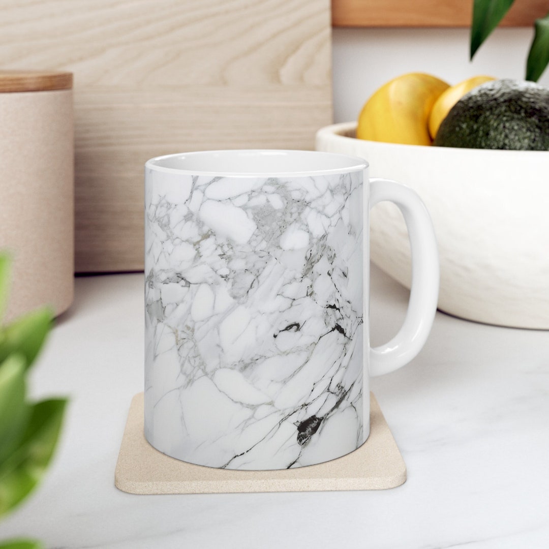 White Marble Coffee Mug, Marble Coffee Mug, Kitchen Decor, Coffee ...