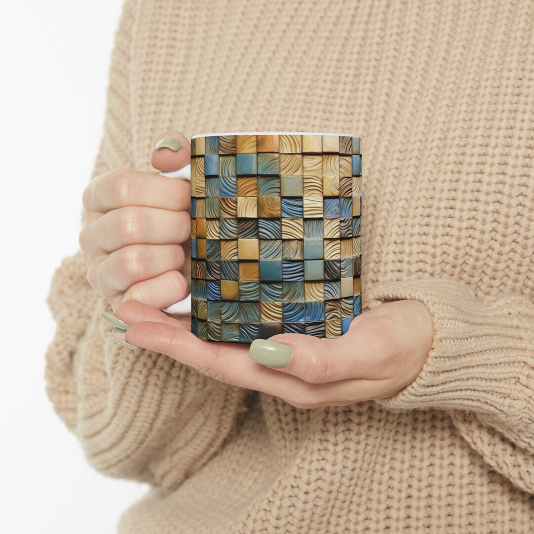 Wood Grain Coffee Mug, Wood Grain Coffee Mug, Wood Tile Coffee Mug ...