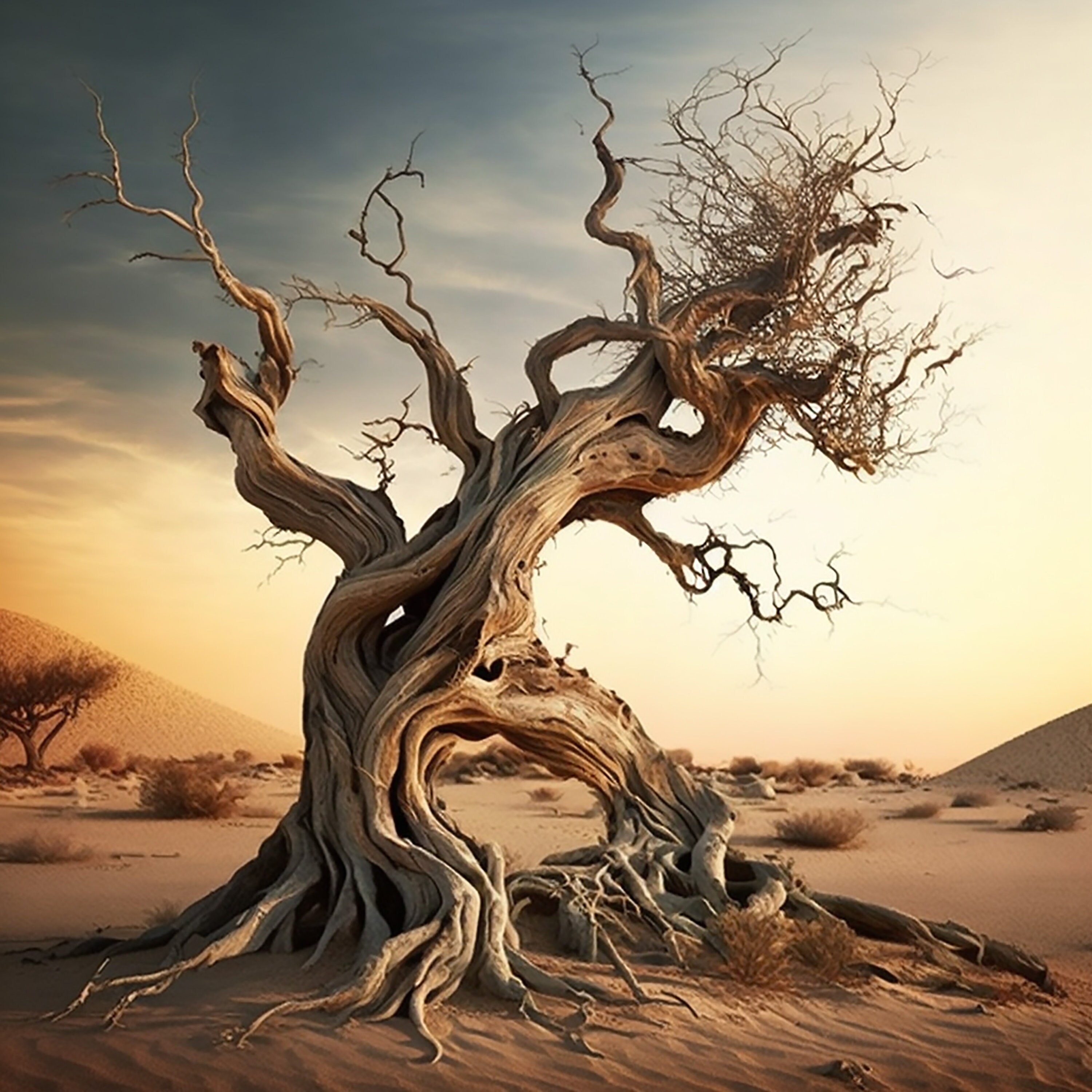 Lone Tree in the Desert, Starving for Rain and Sun, Digital, Wall Art ...