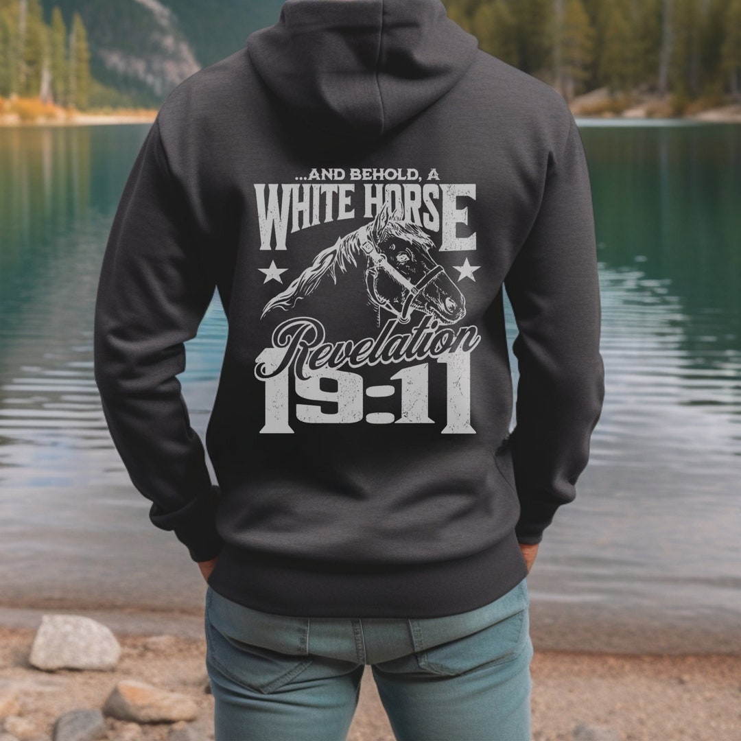 Hooded Revelation 19:11 Sweatshirt Warm Soft Long Sleeve Vintage Jesus ...