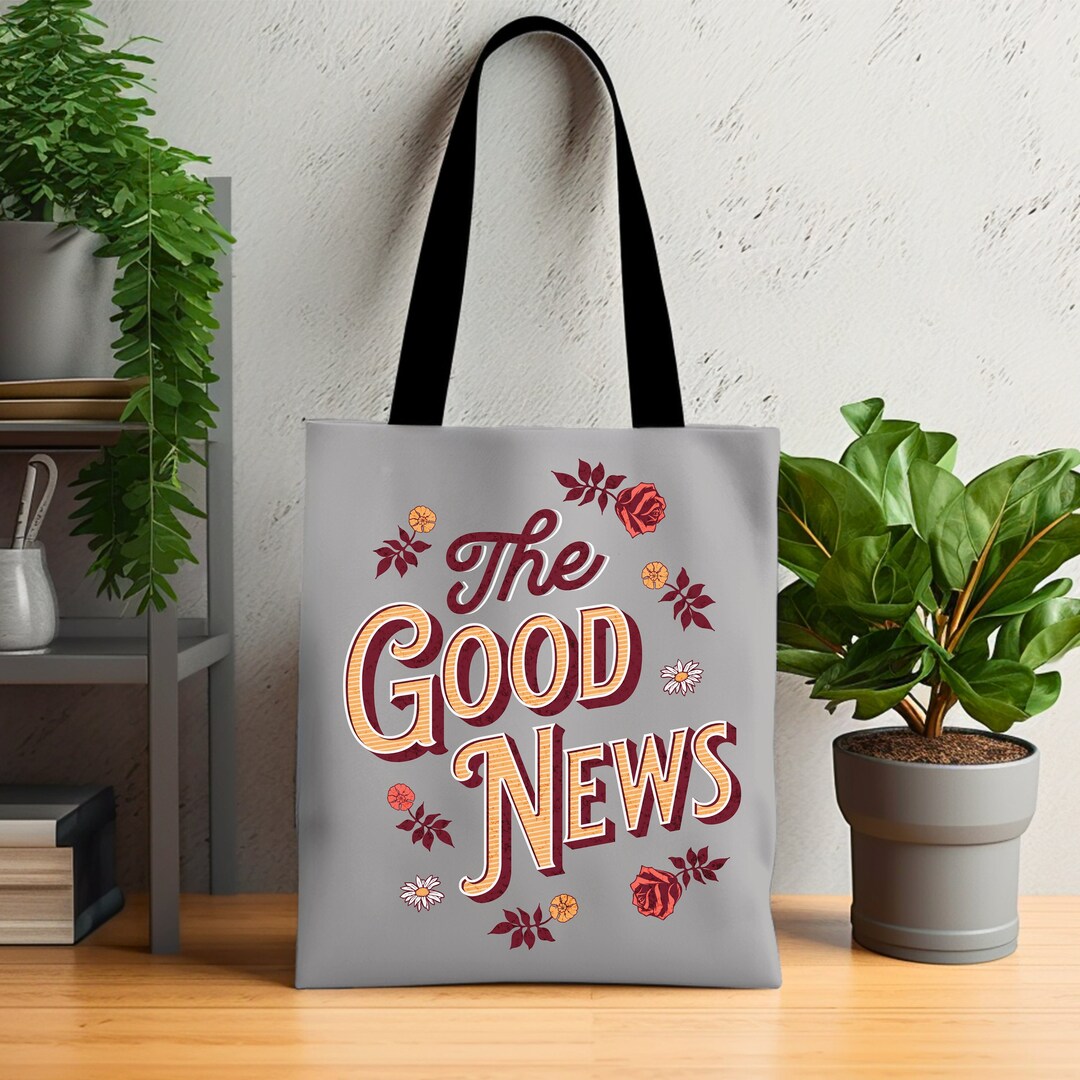 The Good News Tote Bag Faith Based Flowers Purse White Elephant Secret ...