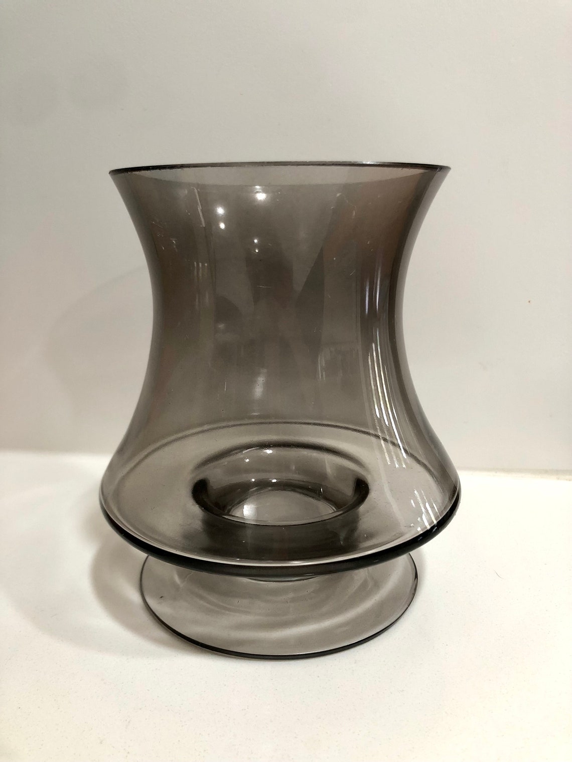 Vintage Smokey Grey Glass Vase - Etsy