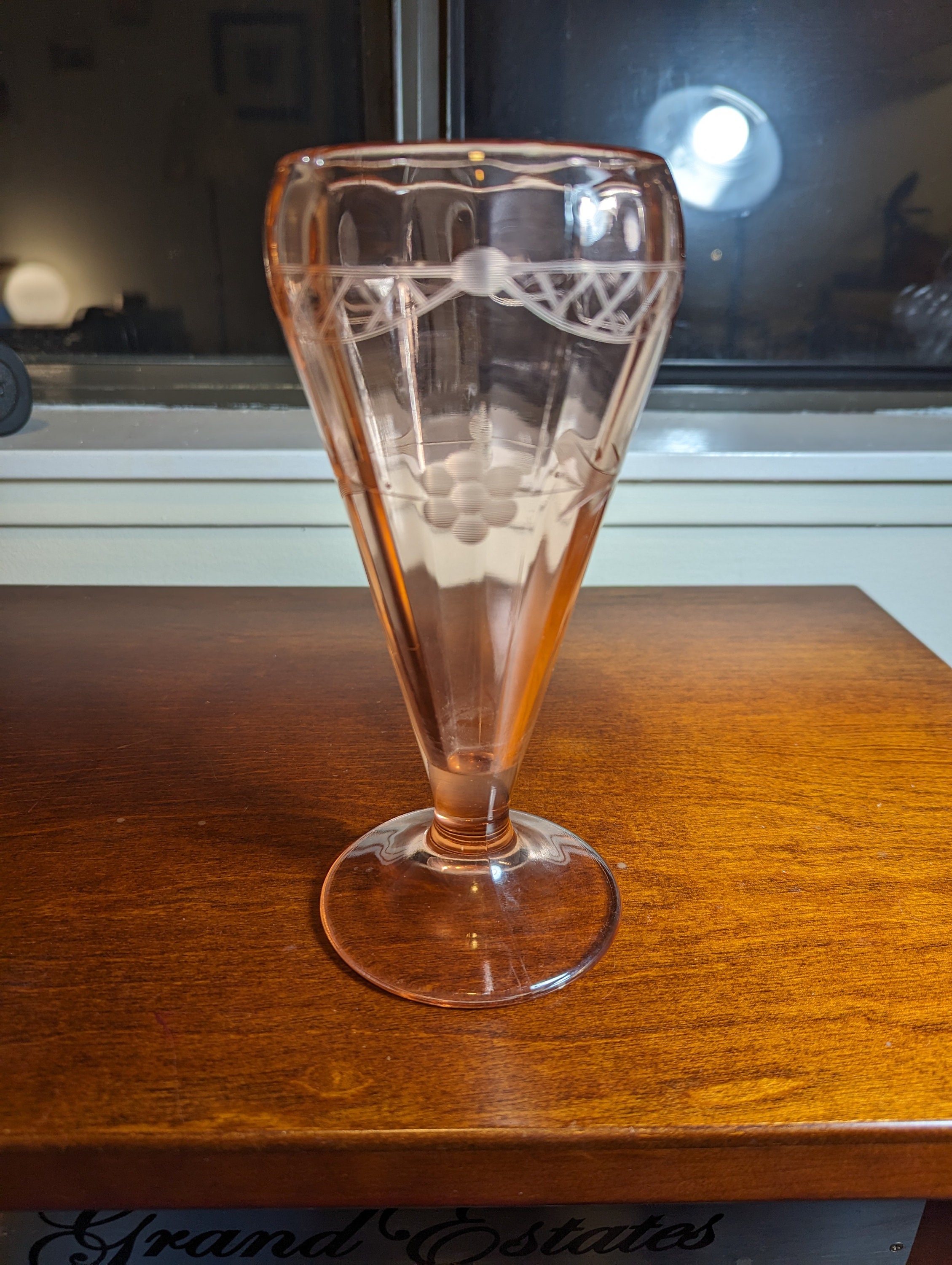 Vintage Pink Depression Glass Vase With Lace Design - Etsy