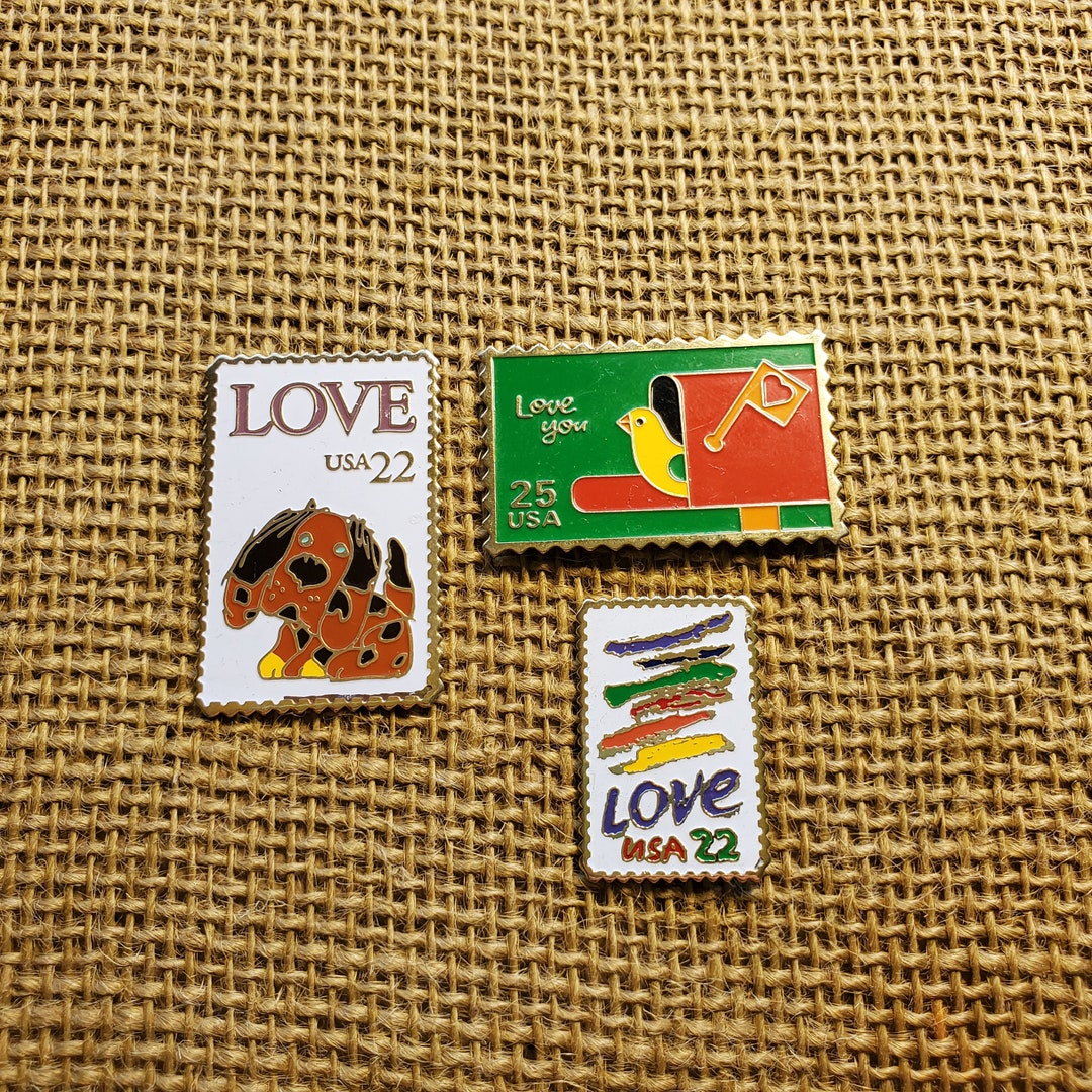 Vintage USPS Post Stamp Enamel Lapel Pins (set of 3) - Etsy