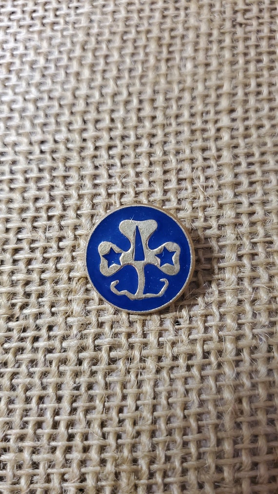 Vintage Girl Scouts World Trefoil Blue Orange Uniform… - Gem