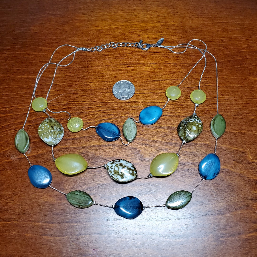 New York and Co. Statement Necklace - Green & Blue - Etsy