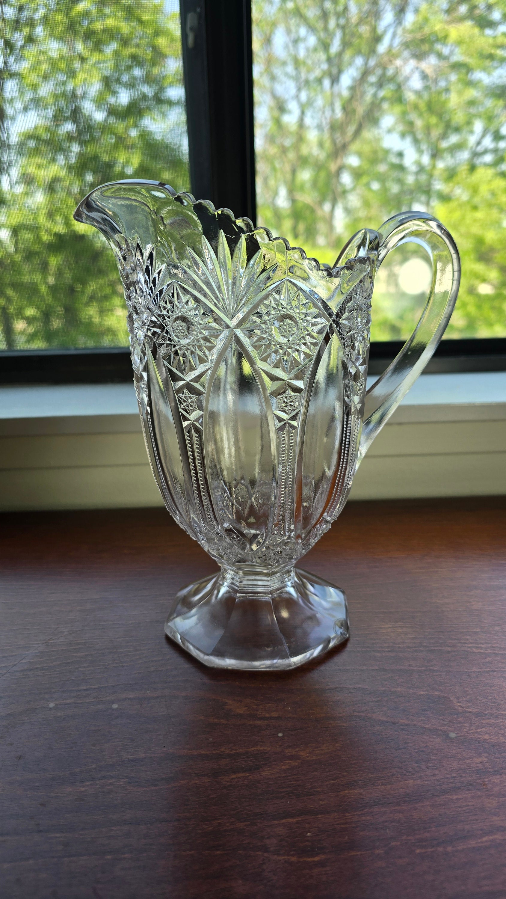 Vintage Early American Pattern Glass (EAPG) Pitcher (slight Purple Hue ...