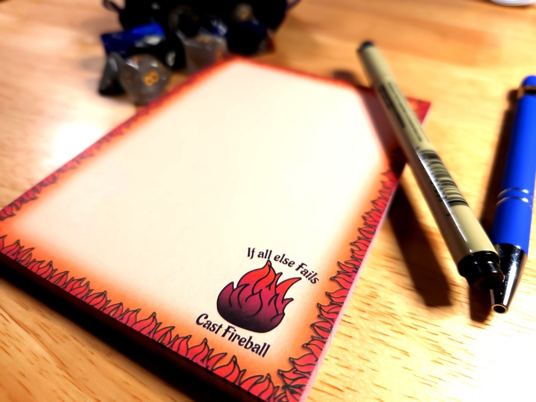 RPG Fireball Notepad | Perfect Stationery Gift for Tabletop Gamers, 50 ...