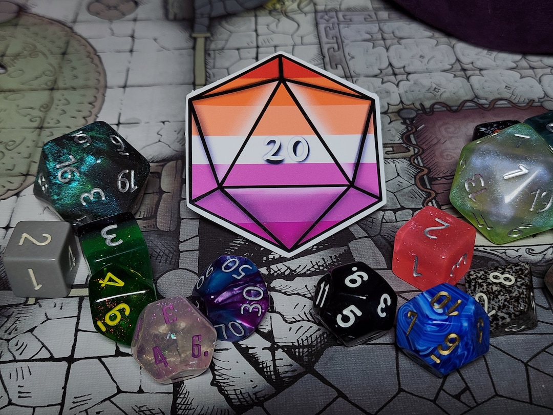 D20 Dnd LGBTQIA Lesbian Flag Laminated Vinyl Sticker - Etsy