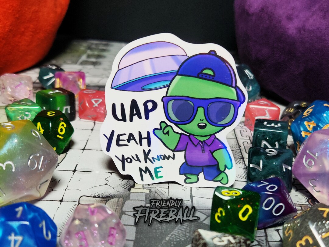Funny Alien Laminated Waterproof Sticker uap Yeah You - Etsy