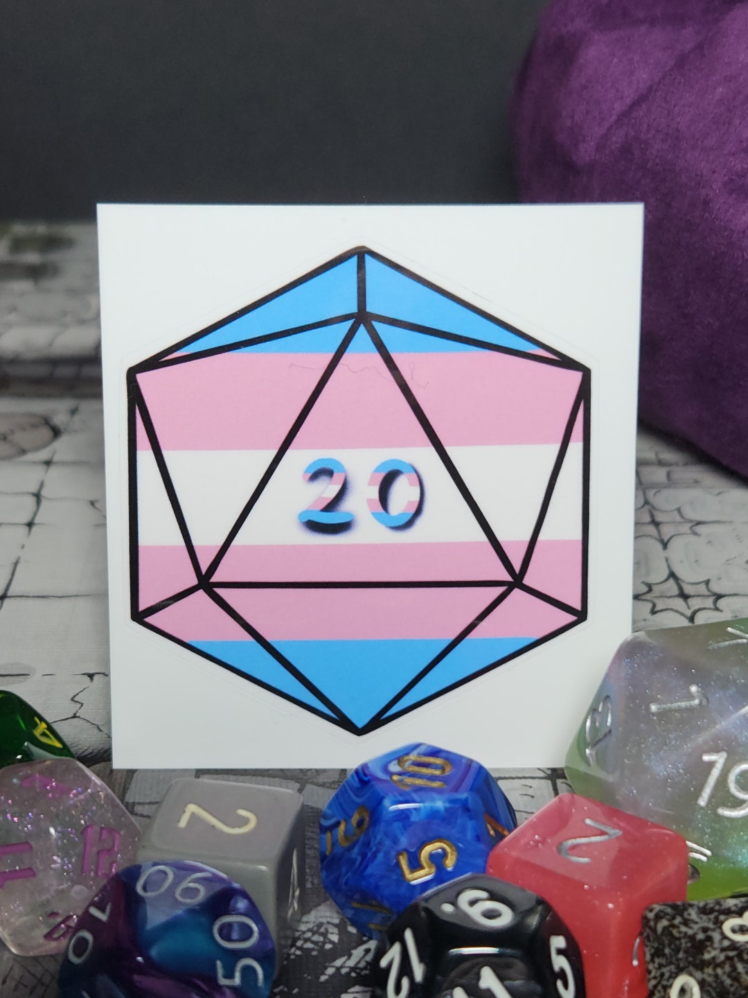 D20 Dnd LGBTQIA Trans Pride Flag Laminated Vinyl Sticker - Etsy