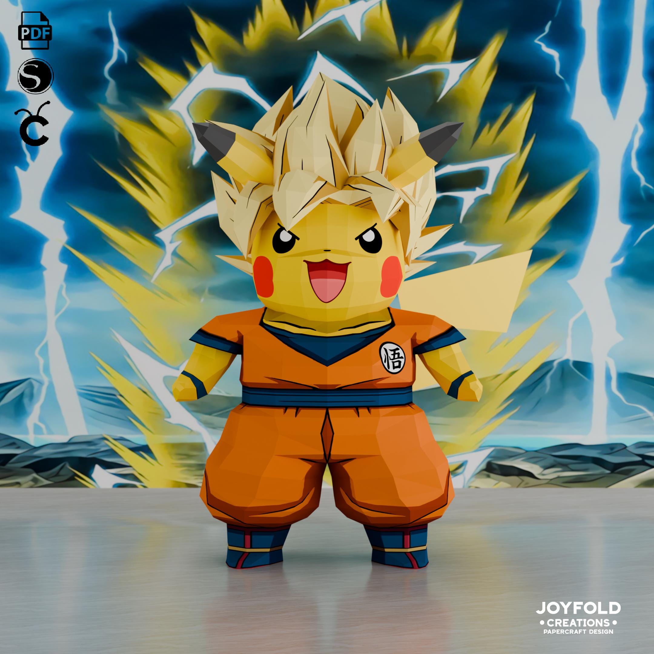 Joyfold Doll Papercraft Super Saiyan/template PDO Color Pdf DXF Svg/low ...