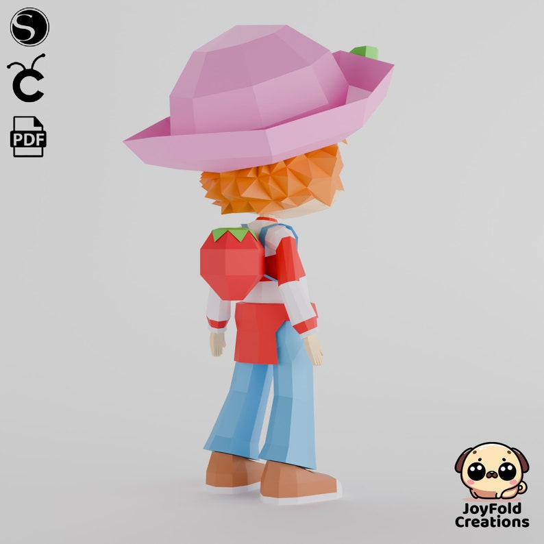 Joyfold Doll Strawberry Papercraft 001/template PDF DXF Svg/low Poly ...