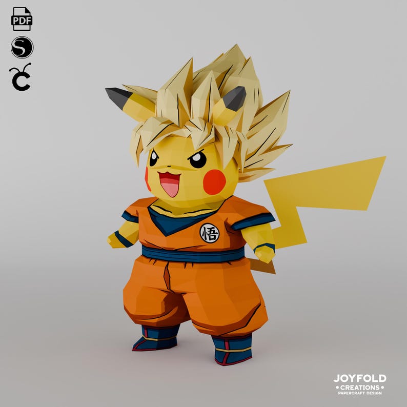 Joyfold Doll Papercraft Super Saiyan and Blue 024/template PDO Color ...