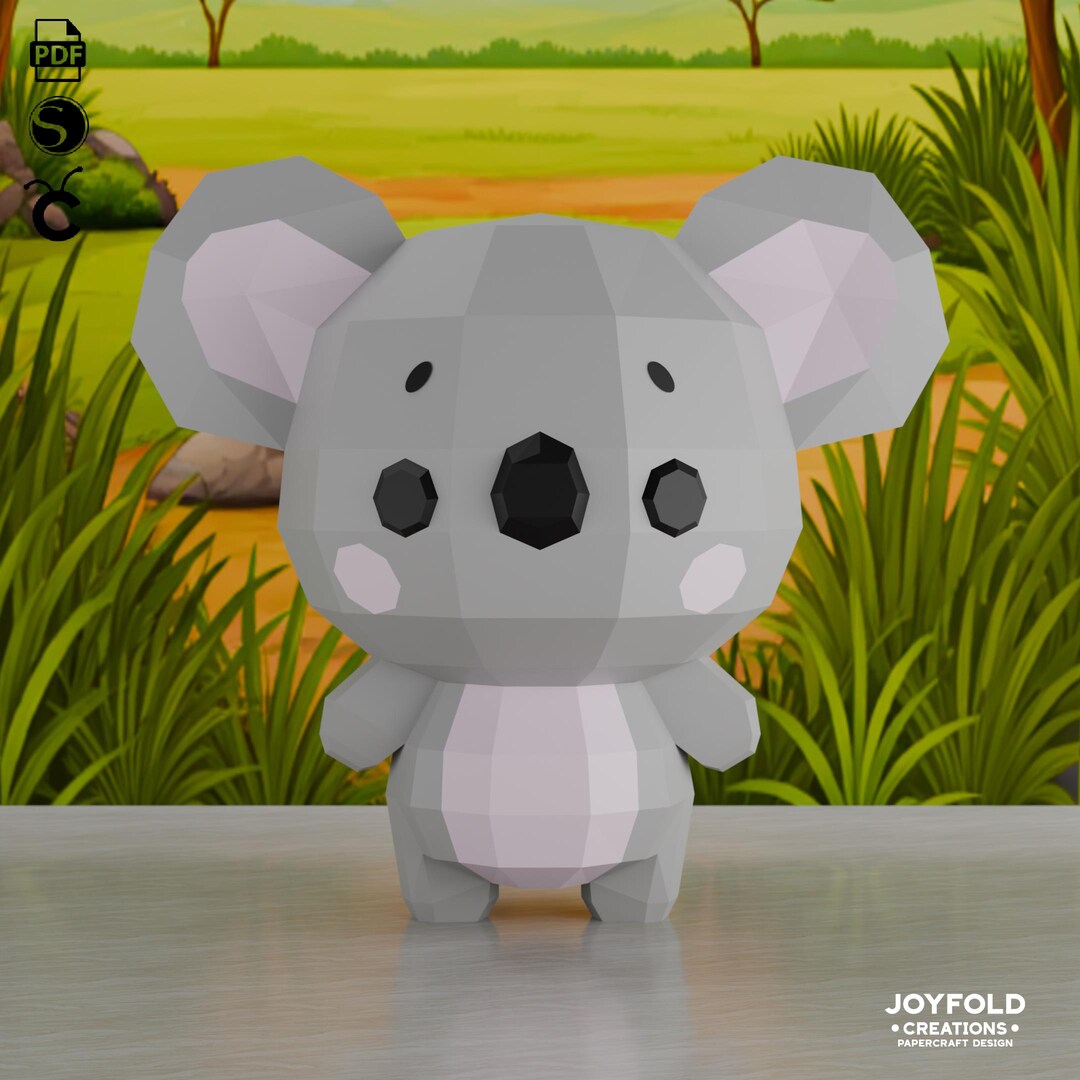 Joyfold Doll Koala Papercraft 013/template PDF DXF Svg/low Poly ...