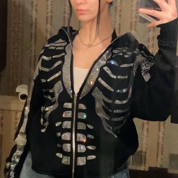 Skeleton Rhinestone Jacket - Etsy