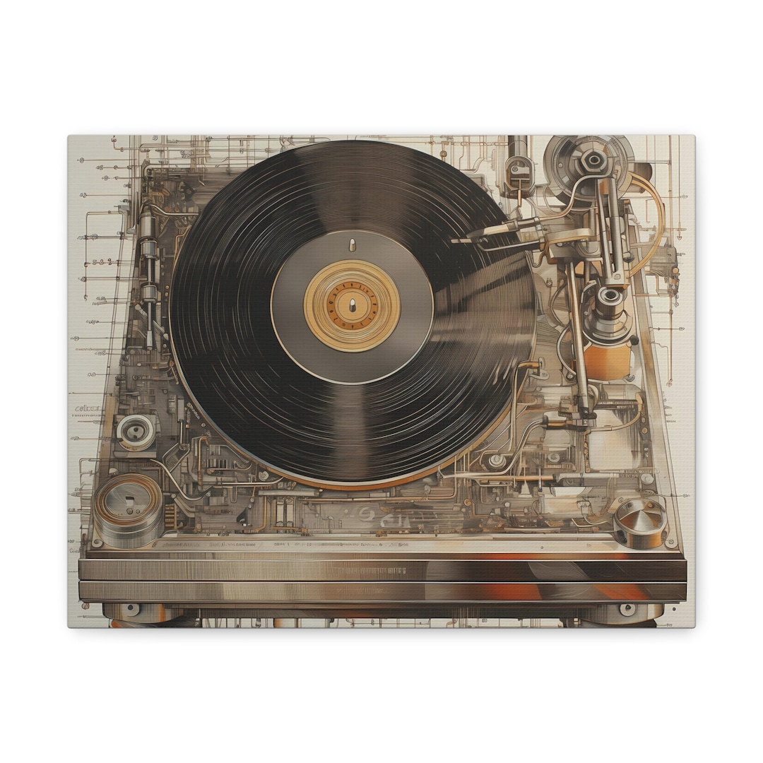 Turntable Record Player Technical Drawing Canvas Gallery Wraps - Etsy