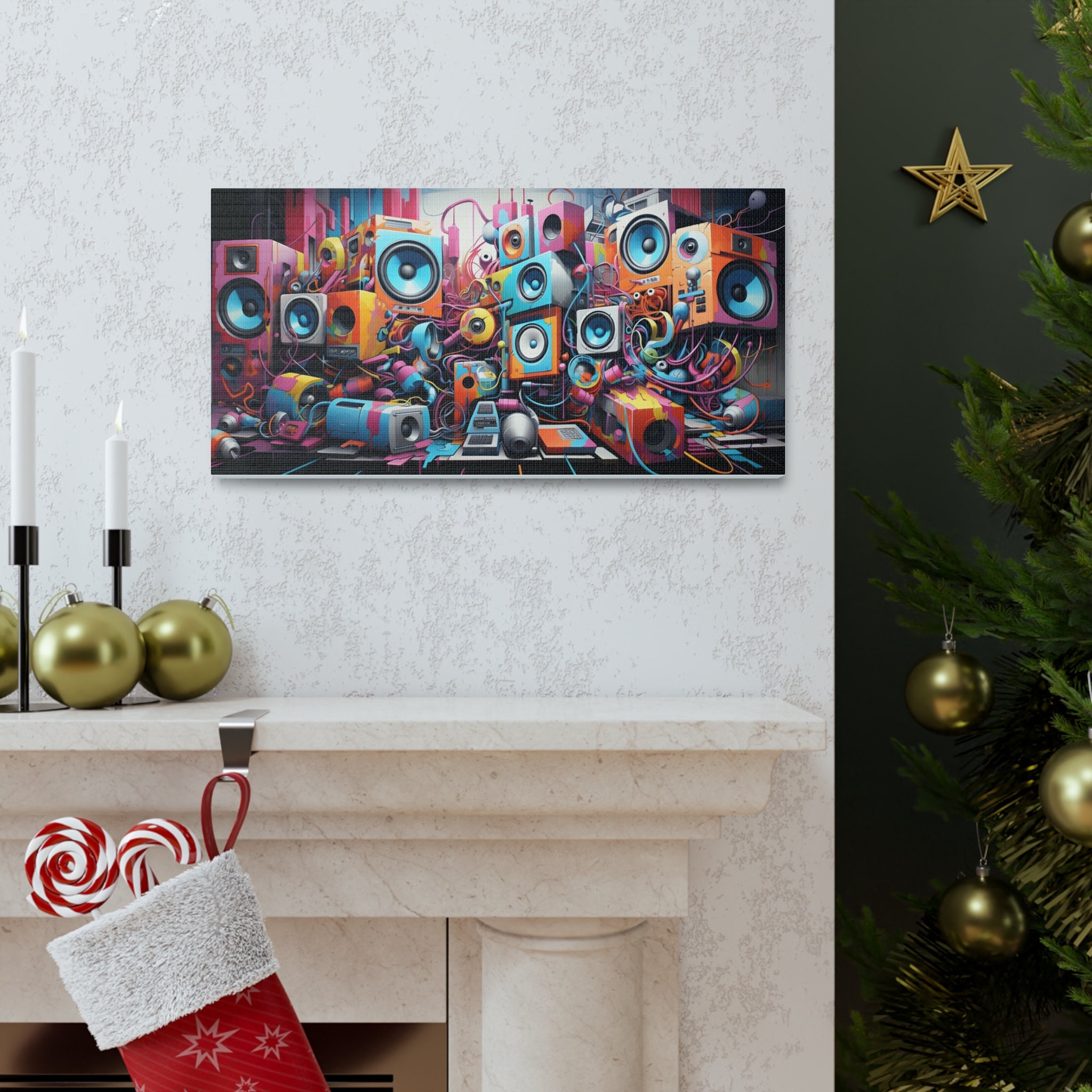 Wall of Sound, Speakers Music Studio Rave Party Wall Art Canvas Gallery ...