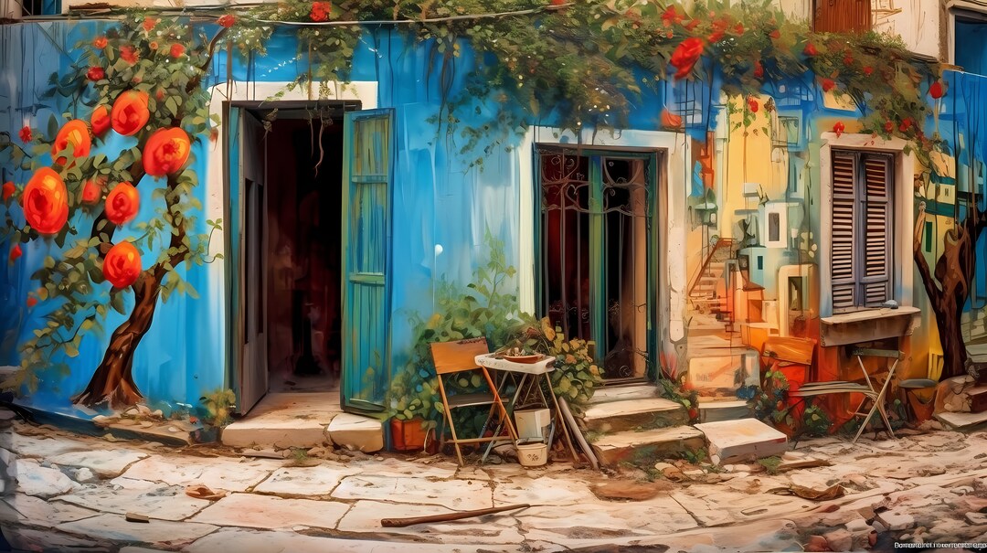 Monet Style Painting in Greece Digital Download - Etsy