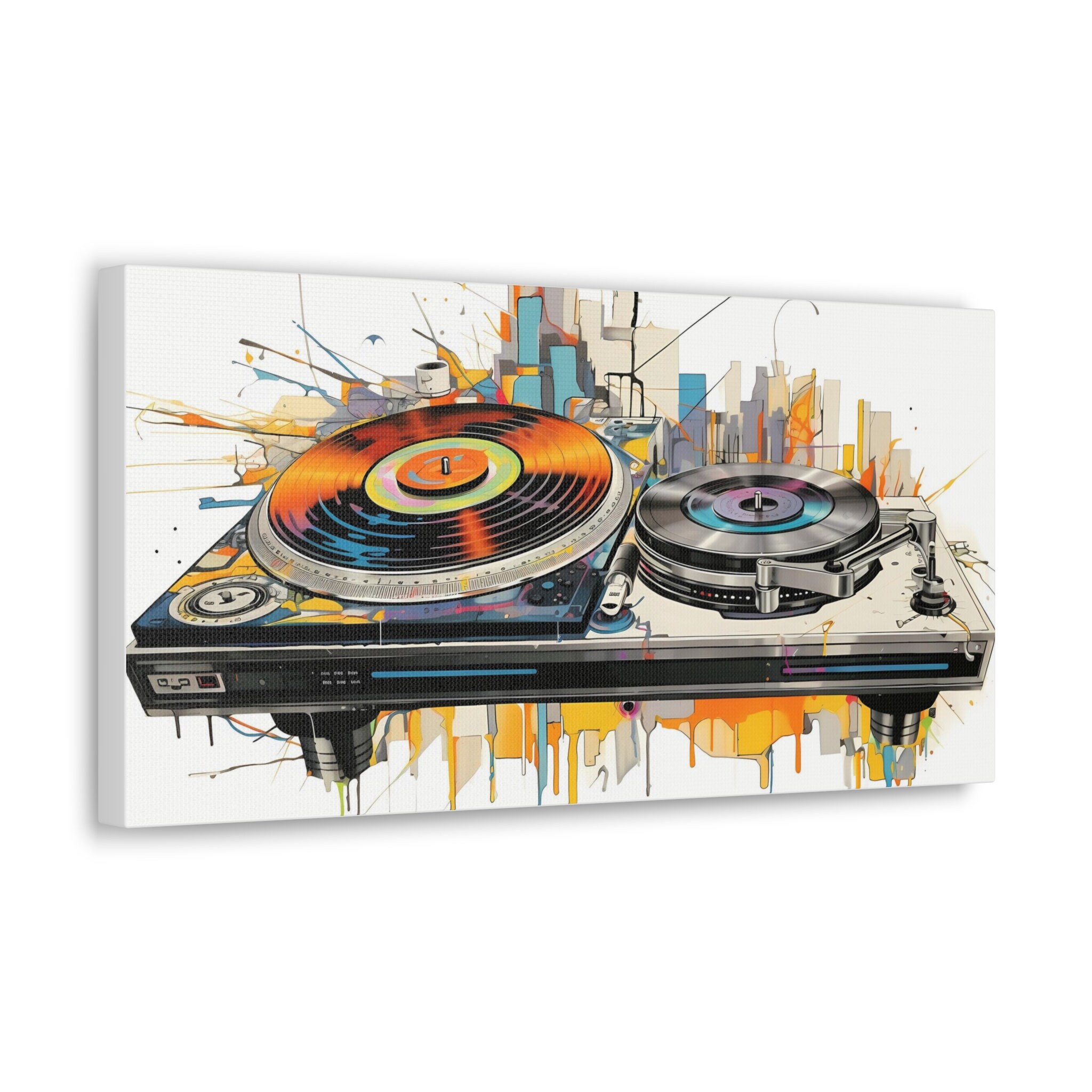 Vinyl Turntable Record Player Wall Art Graffiti Style Canvas Gallery ...