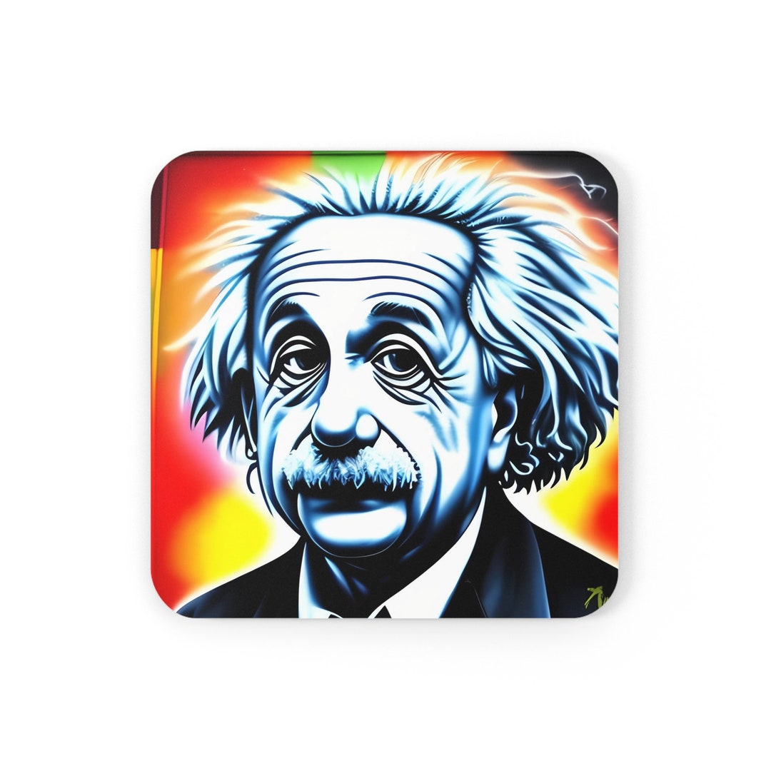 Albert Einstein Corkwood Coaster Set - Etsy