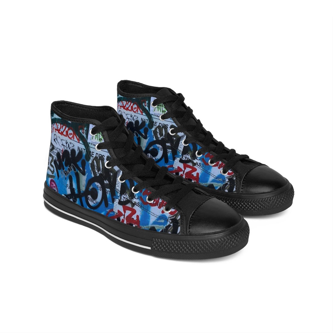 Men's Classic Sneakers Urban Graffiti Art Hi Top Sneakers Street Wear ...