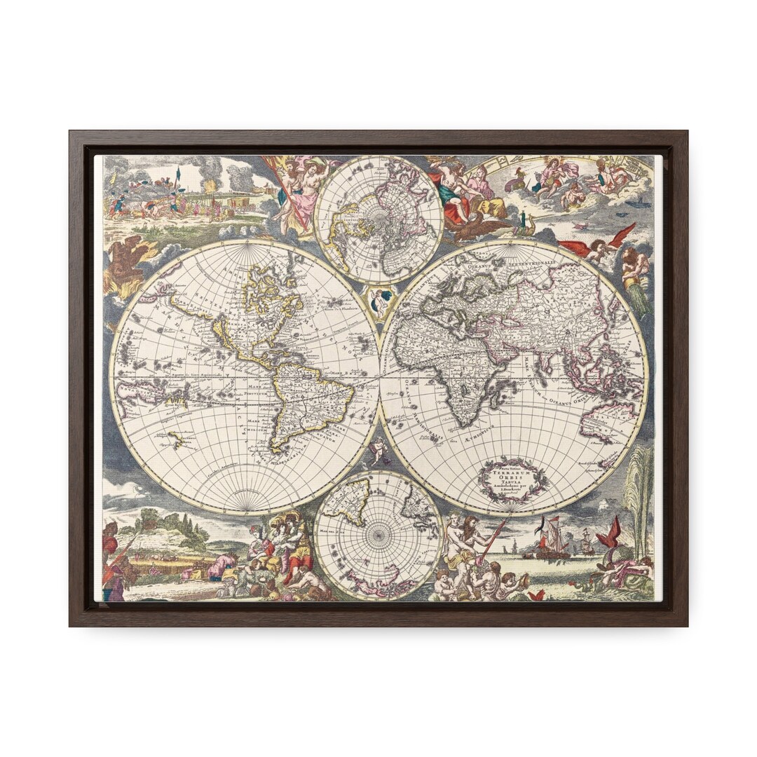Nova Totius Terrarum Orbis Tabula (1660) by Justus Danckerts. Original Gallery Canvas Wraps ...
