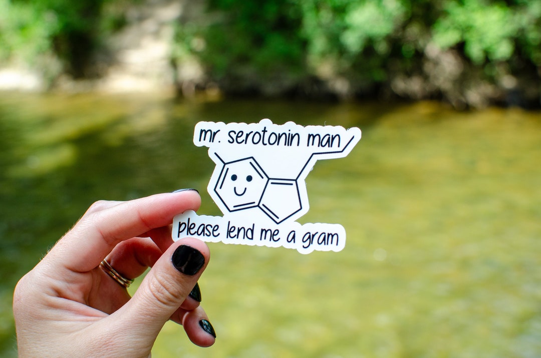 Serotonin Man Sticker: Mental Health Humor, Glossy Vinyl, Weather ...