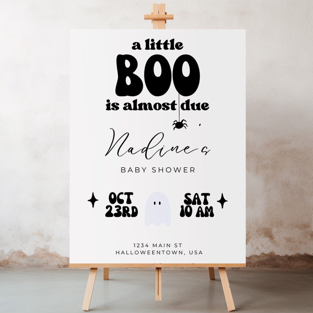 A Little Boo is Almost Due Welcome Sign Halloween Baby - Etsy