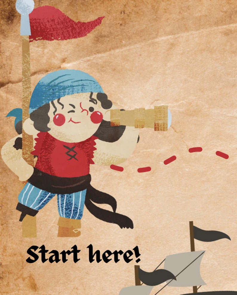 Pirate Treasure Map for Children, Perfect for Parties and Scavenger ...