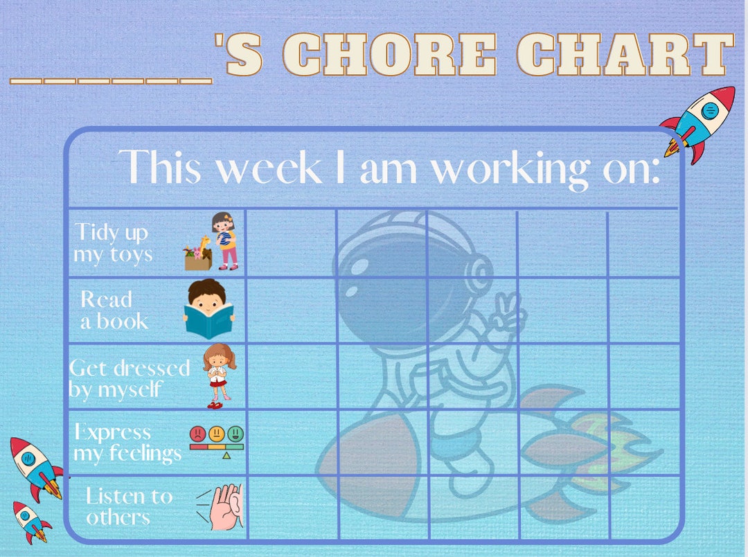 Space Themed Chore Chart for Child - Etsy