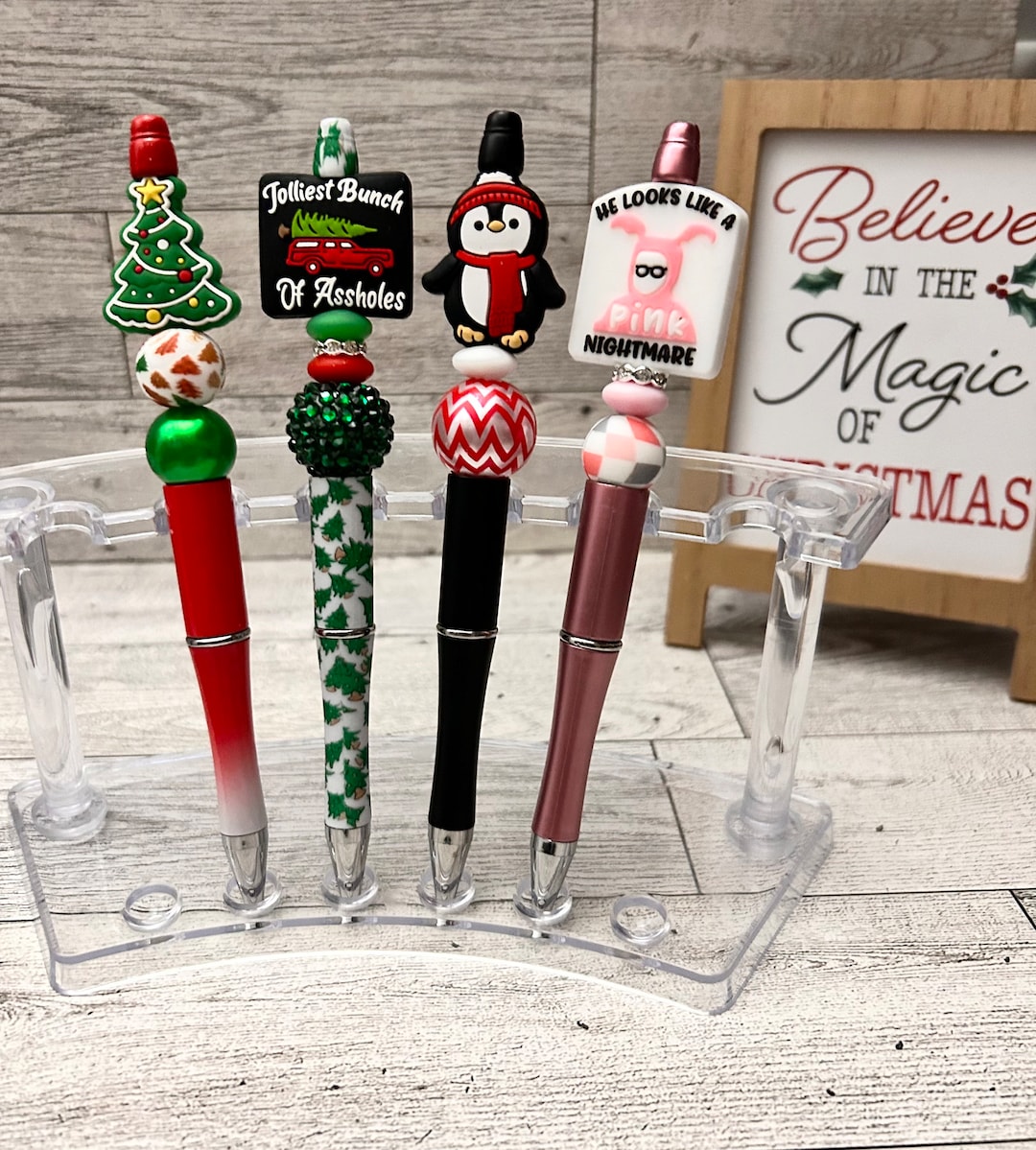 Christmas Beaded Pens Holiday Pens Festive Pens Silicone - Etsy