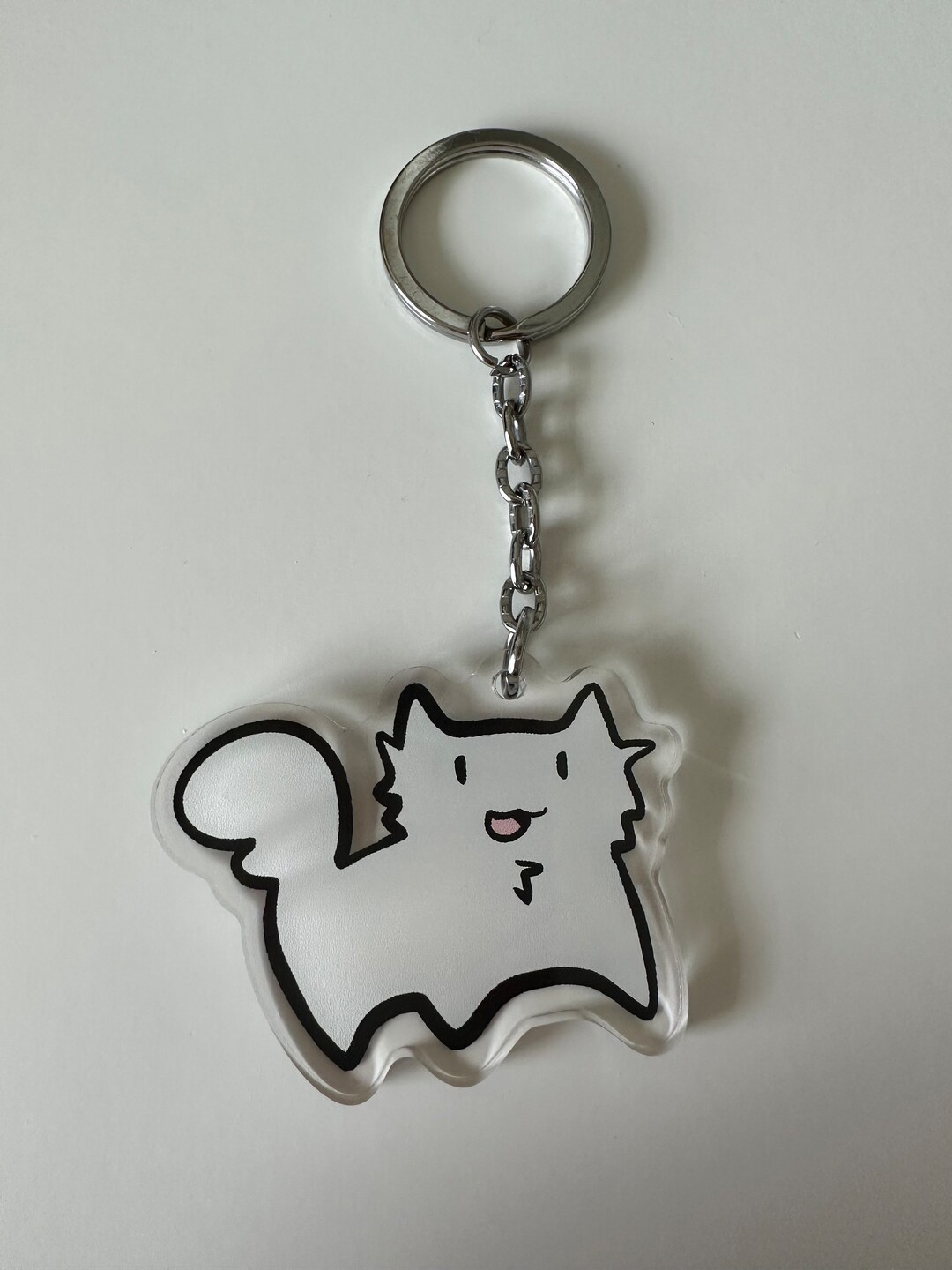1.5" Cute White Cat Acrylic Charm Keychain / Gift for Cat Lovers ...