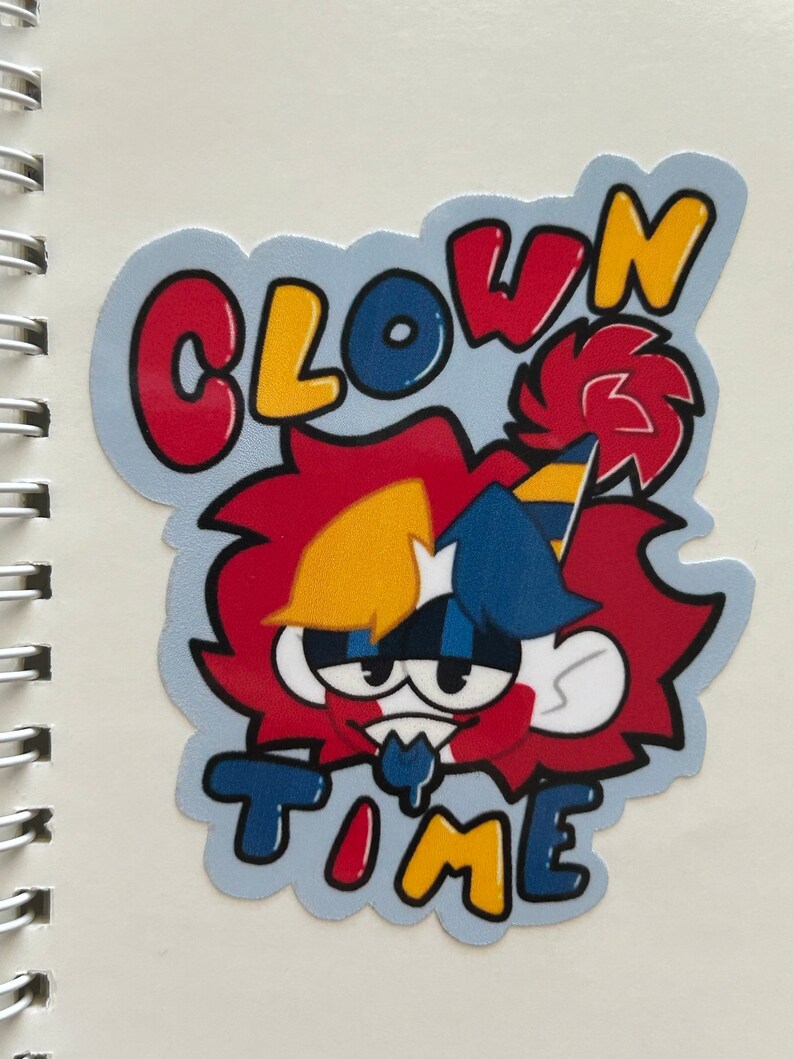Clown Time Sticker Clown Sticker/primary Colors/vinyl Sticker - Etsy