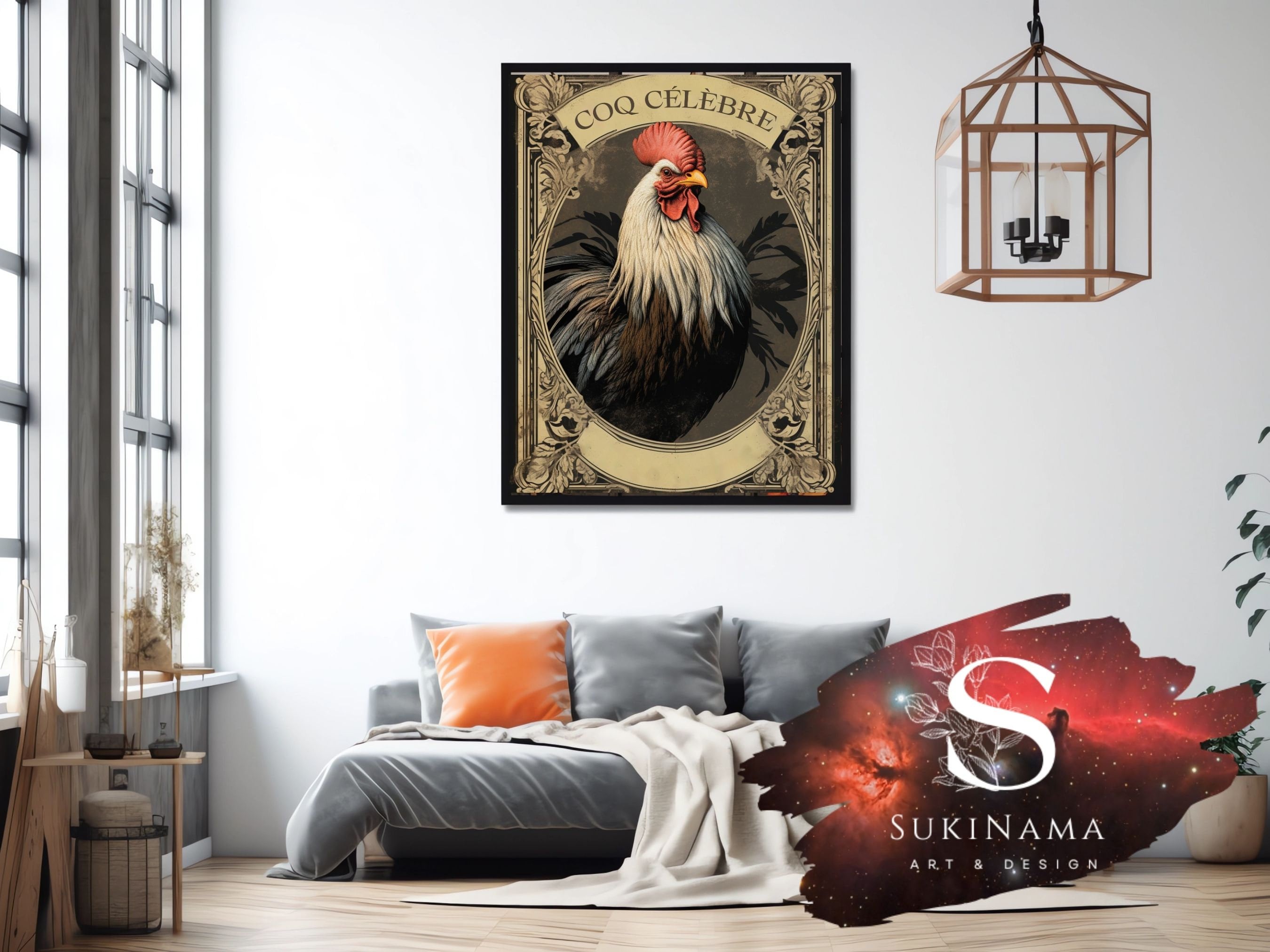 Elegant Dark Academia Coq Celebre Rooster Art Poster, Dark Art Poster ...