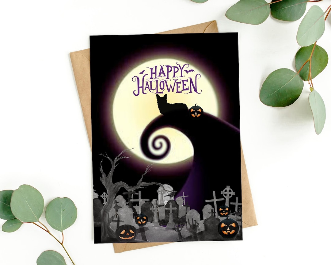 Printable Nightmare Before Christmas Card Happy Halloween - Etsy