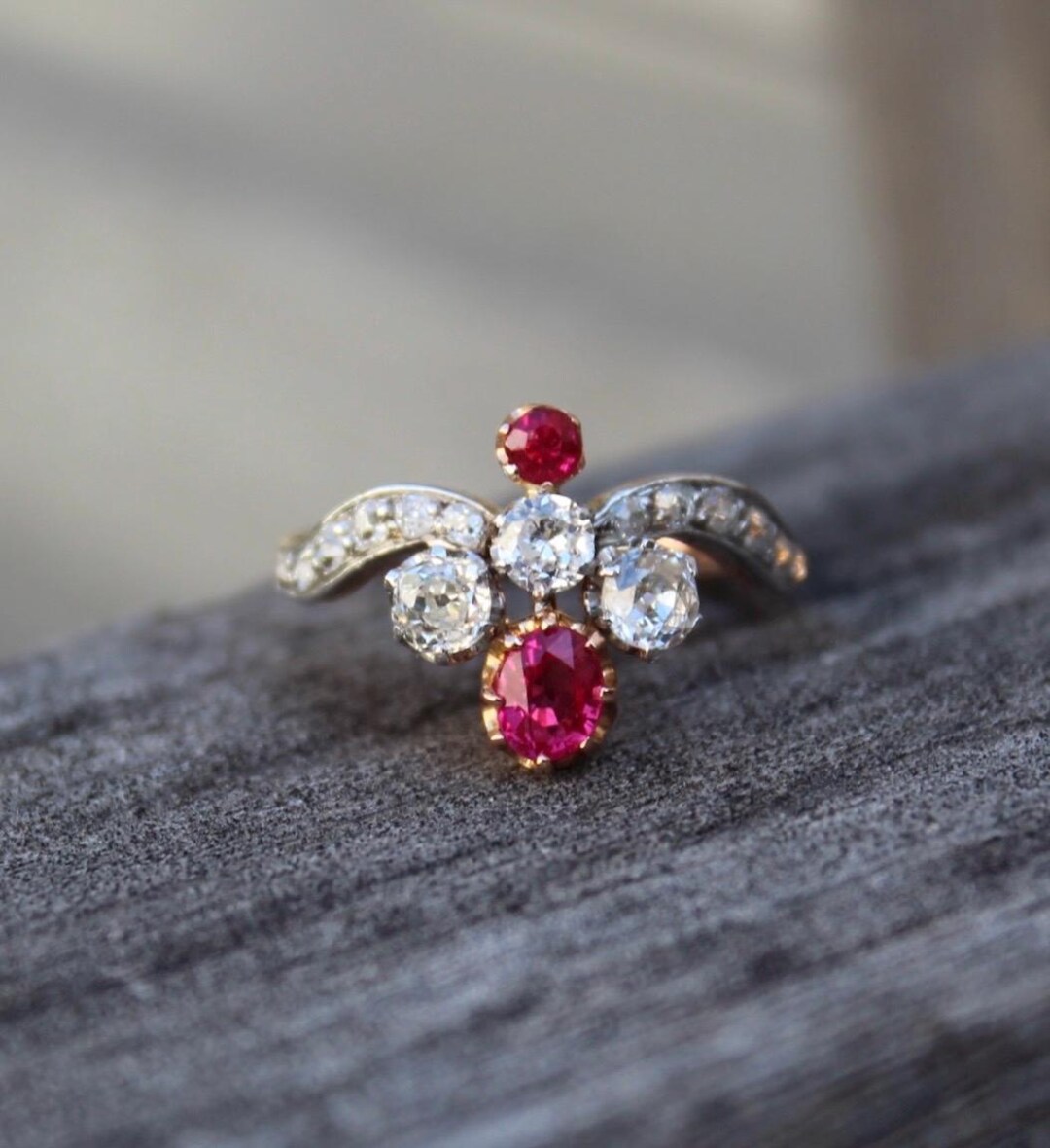 Belle Epoque Ruby & Diamond Tiara Ring, French - Etsy