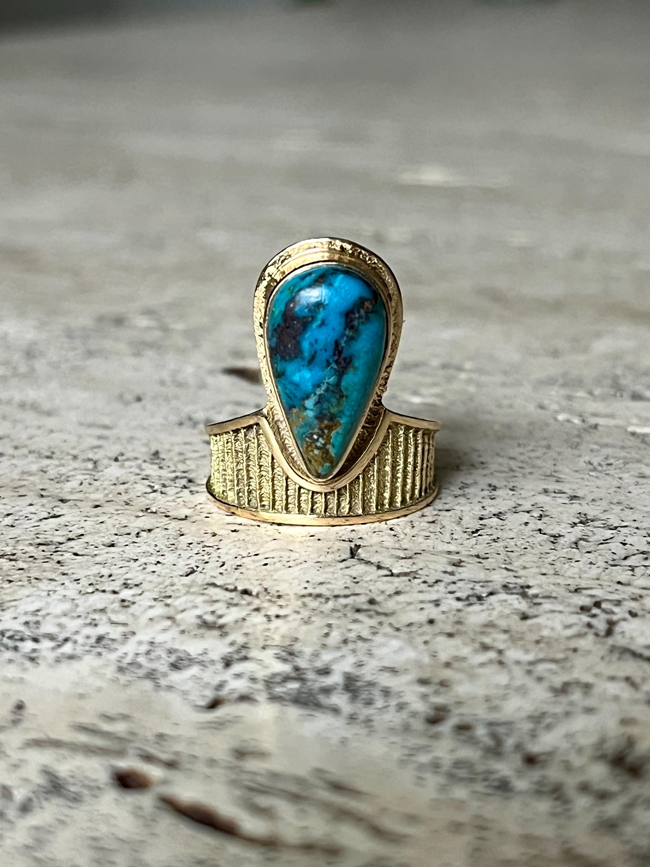 Vintage 14K Turquoise Al Nez Navajo Ring - Etsy