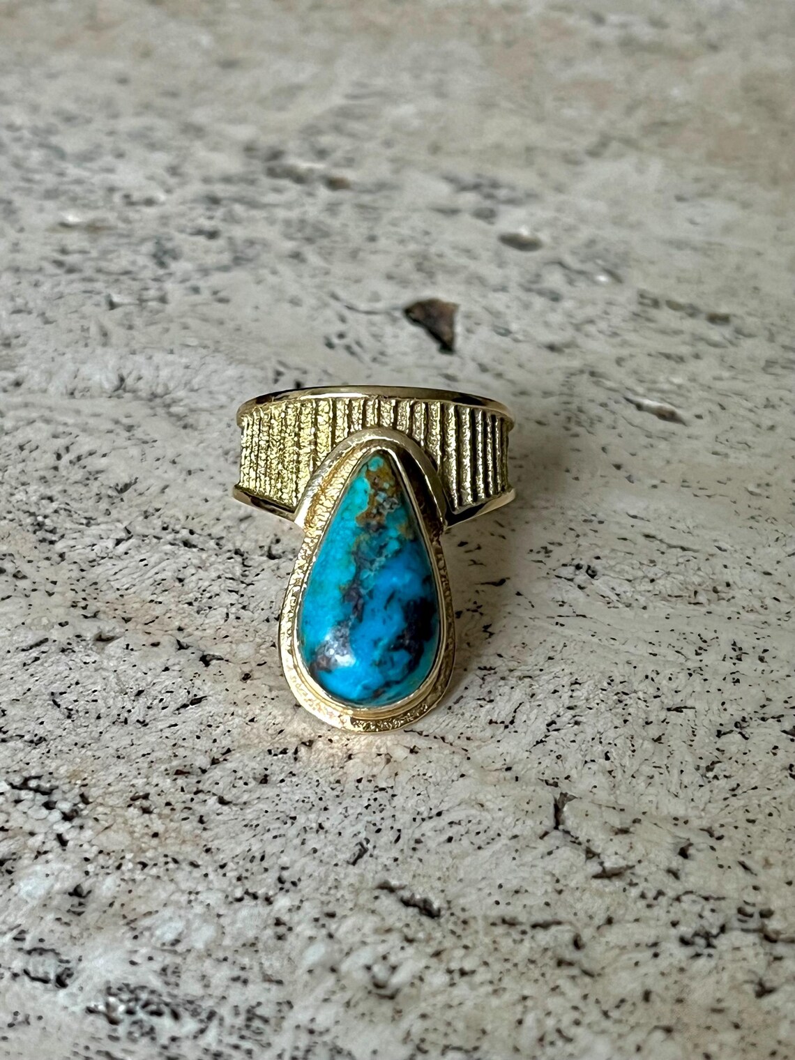 Vintage 14K Turquoise Al Nez Navajo Ring - Etsy
