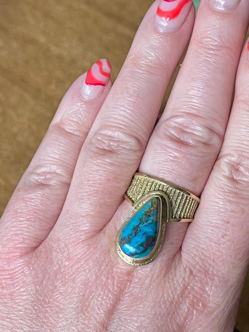 Vintage 14K Turquoise Al Nez Navajo Ring - Etsy