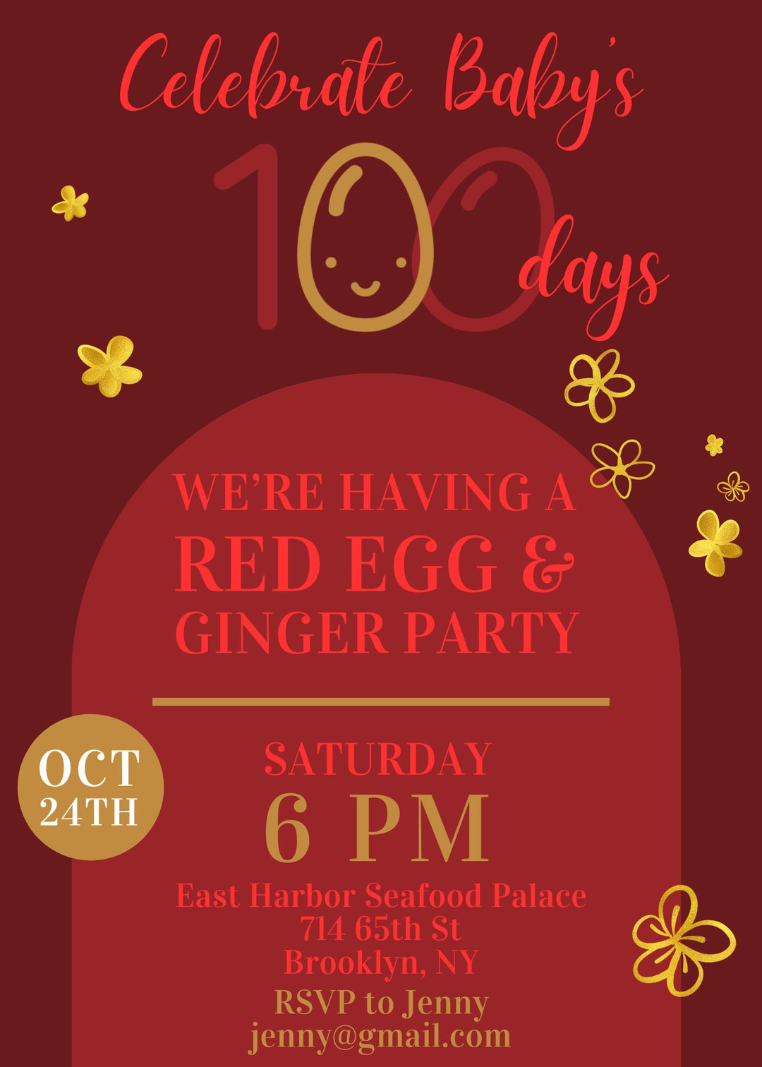 Personalized Red Egg & Ginger Celebration Invitation | Digital Card ...