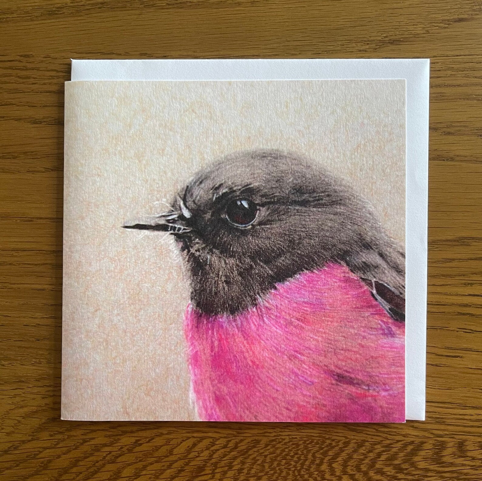 Pink Robin Greetings Card Pink Robin Art on Greetings Card Pink Robin ...