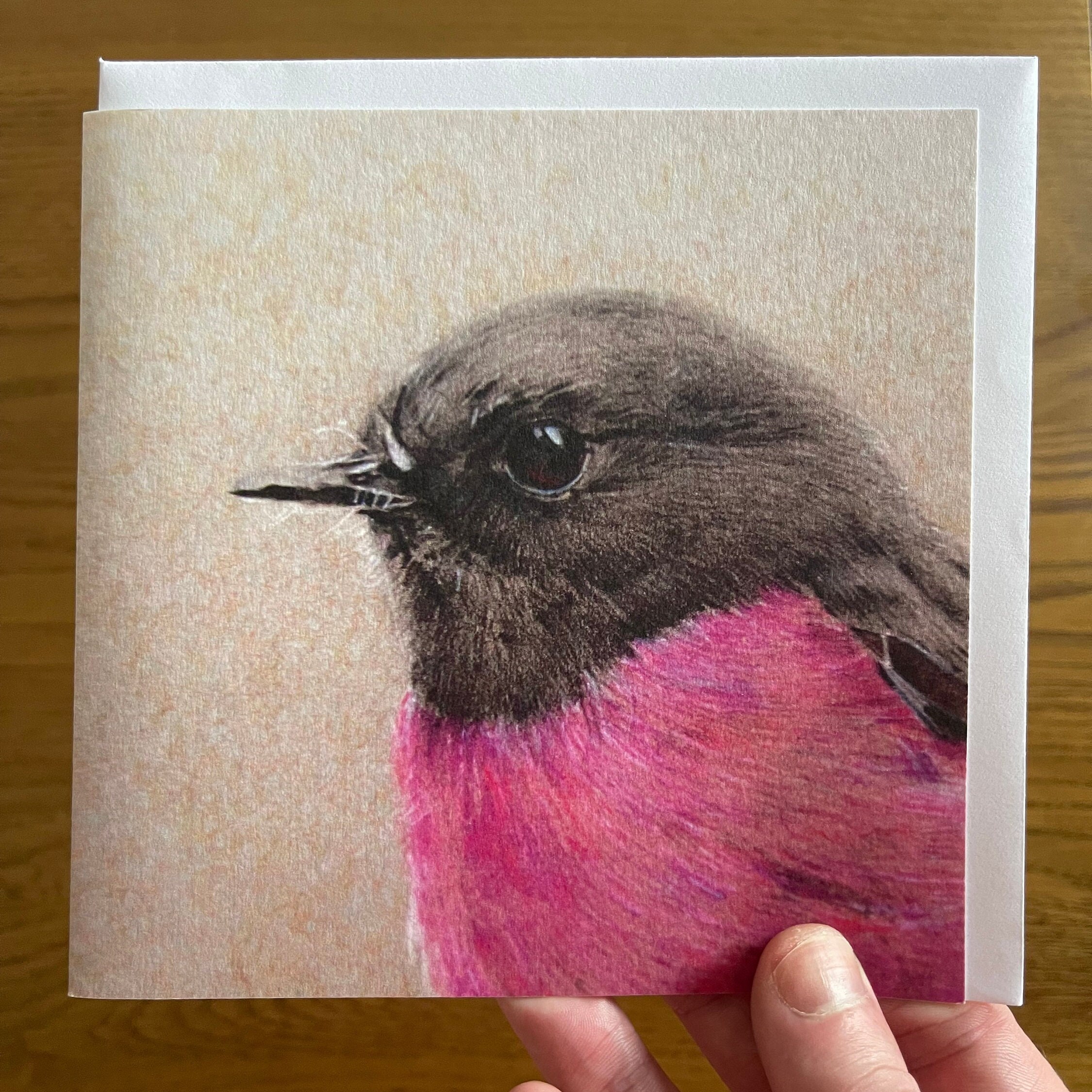 Pink Robin Greetings Card Pink Robin Art on Greetings Card Pink Robin ...