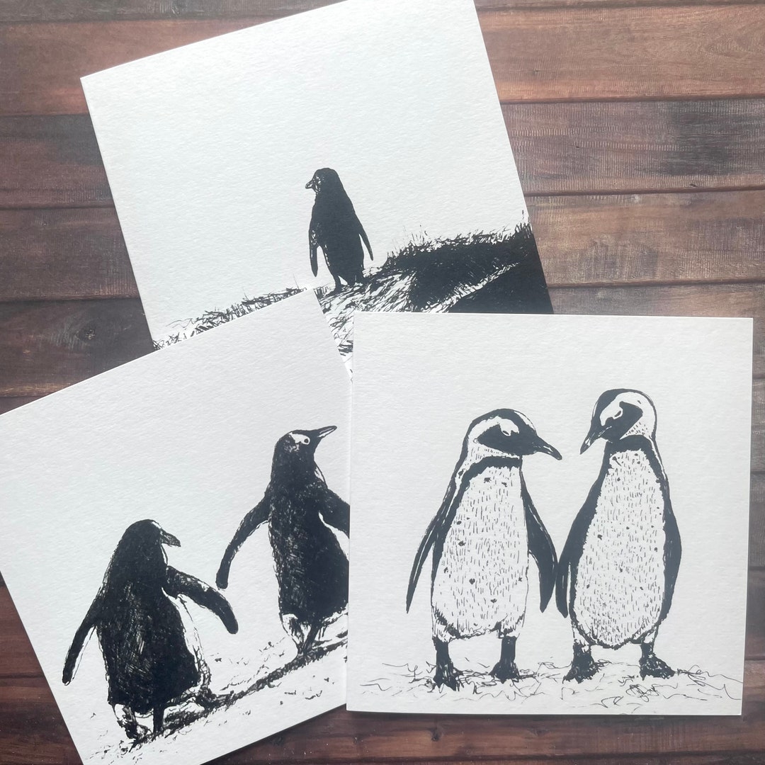 3 Pack Penguin Greetings Cards - Etsy