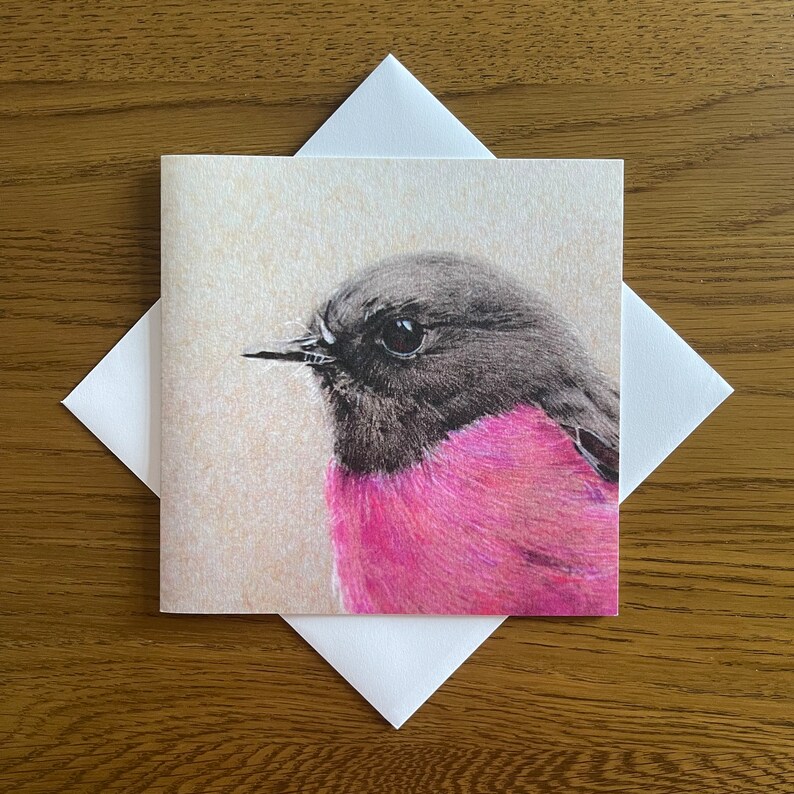 Pink Robin Greetings Card Pink Robin Art on Greetings Card Pink Robin ...