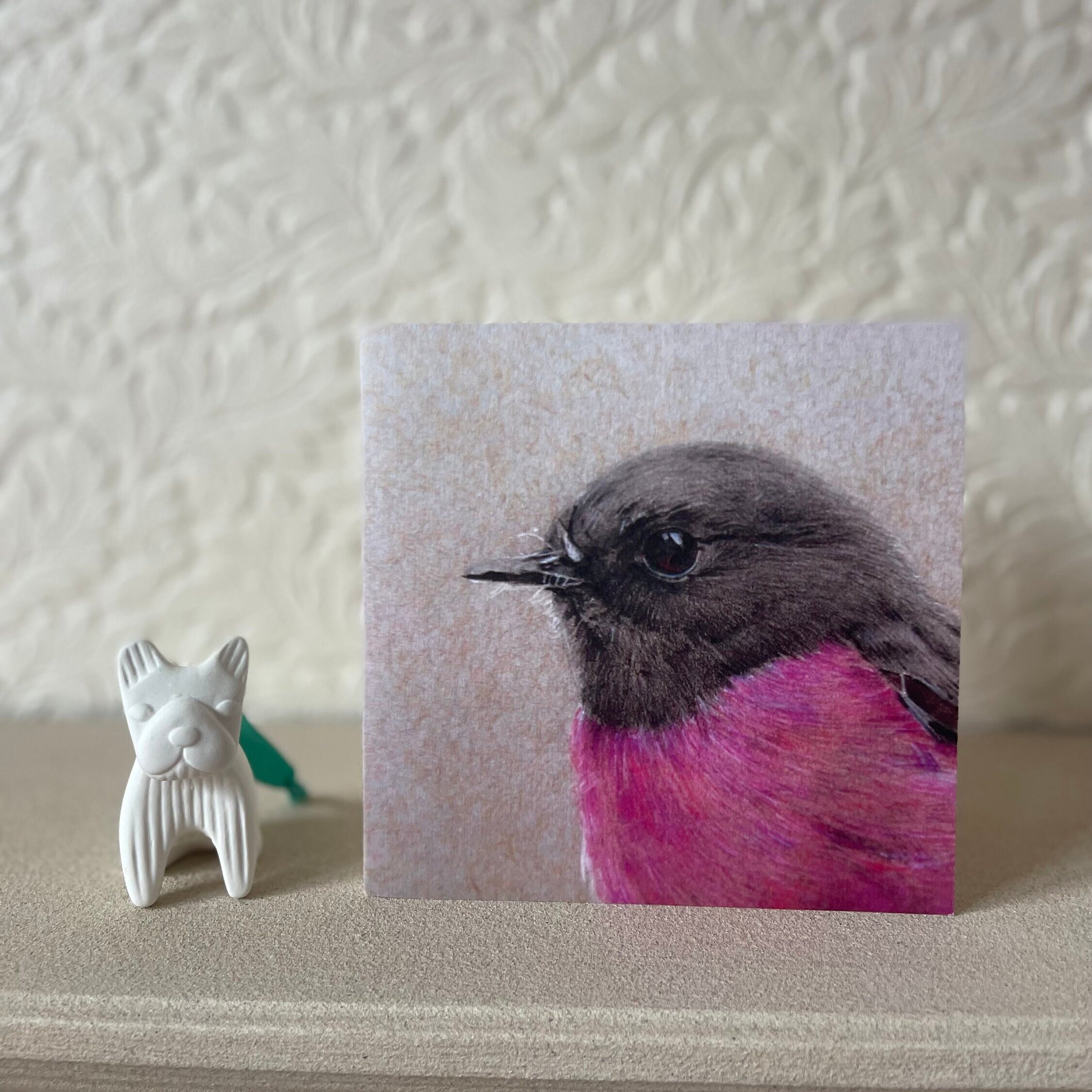 Pink Robin Greetings Card Pink Robin Art on Greetings Card Pink Robin ...