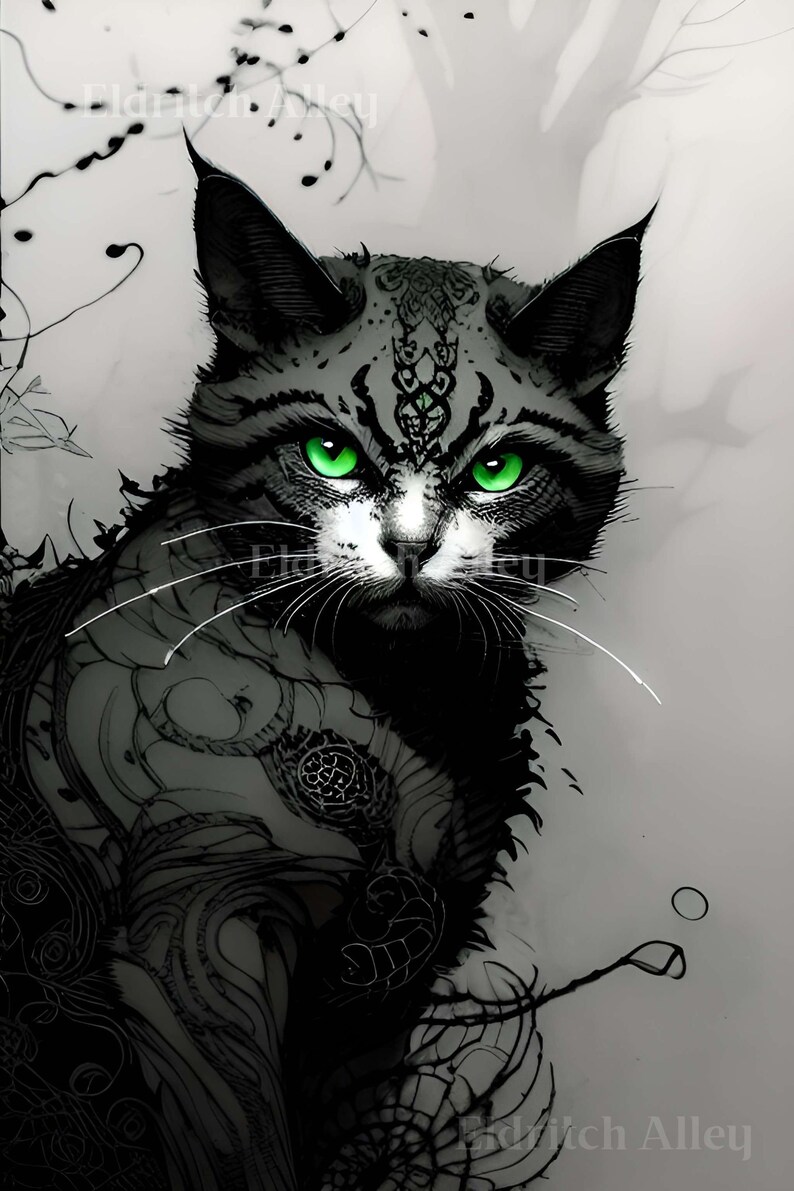 DIGITAL DOWNLOAD / Black Cat Printable Artwork - Etsy